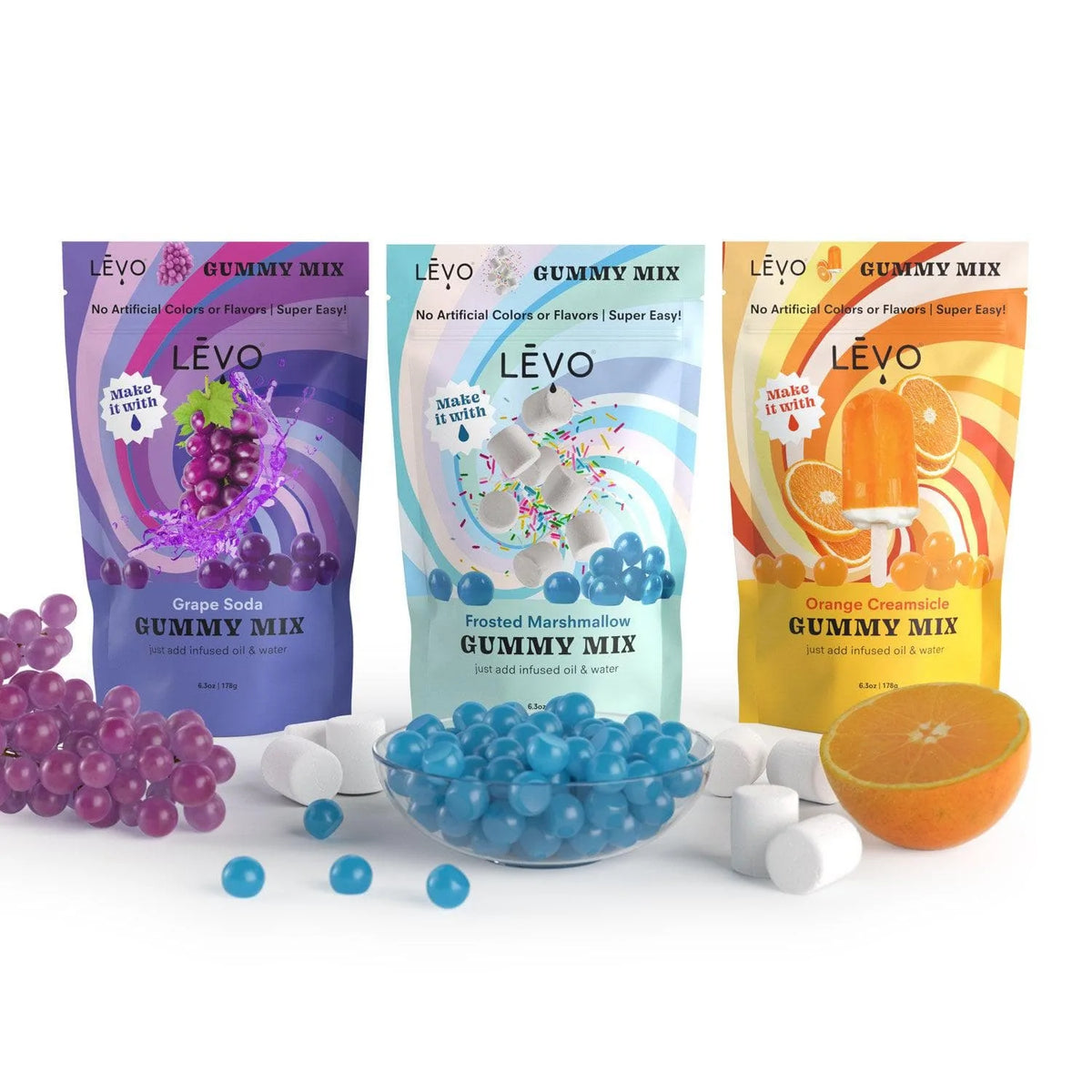 Grape, Marshmallow, and Orange Gummy Mixes. Buy 3 flavors at once ...